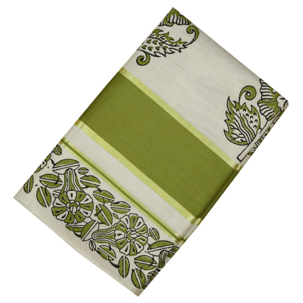 Floral Hand Block Prints Saree From Ekatva