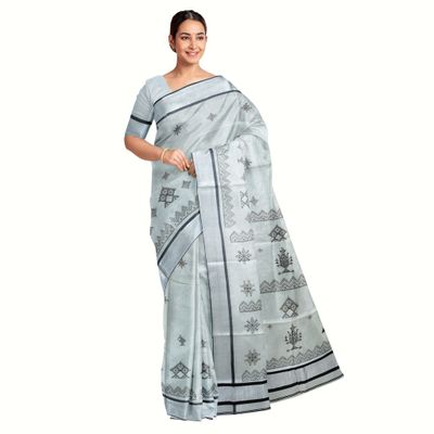 Kerala Tissue Saree With Kasuti Thread Work