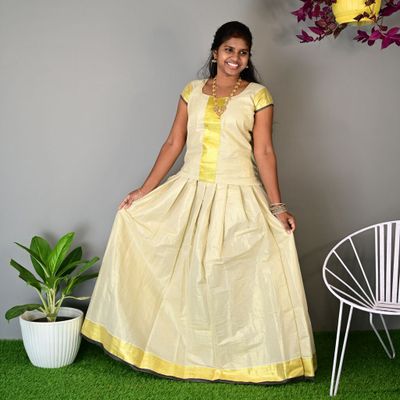 Girls Kasavu Pattu Pavada