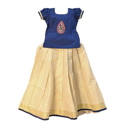 Girl's Kasavu Pattu pavada