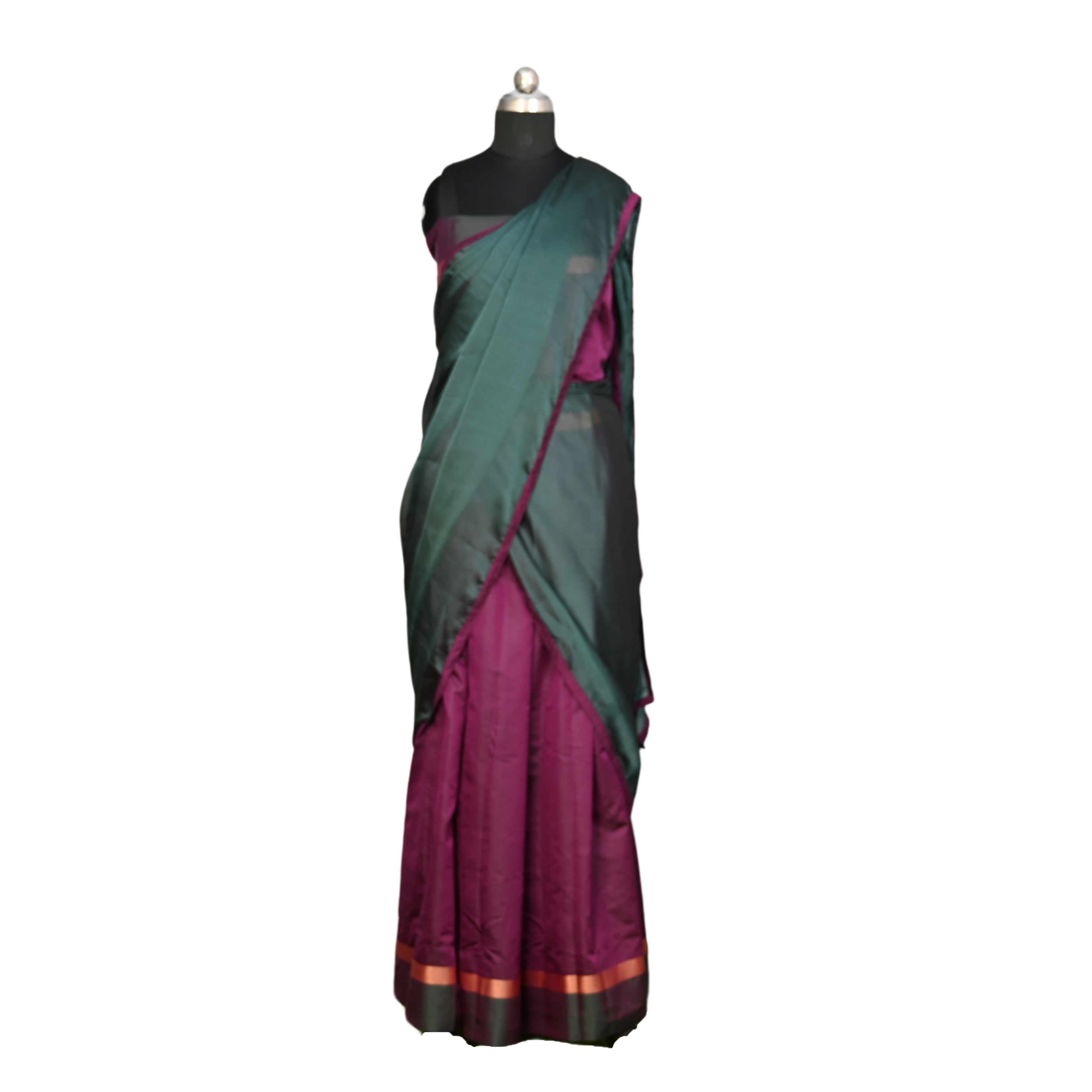 Two Tone Meroon And Green Half Saree Material