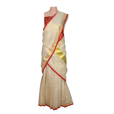 Onam Special Traditional Kasavu Half Saree