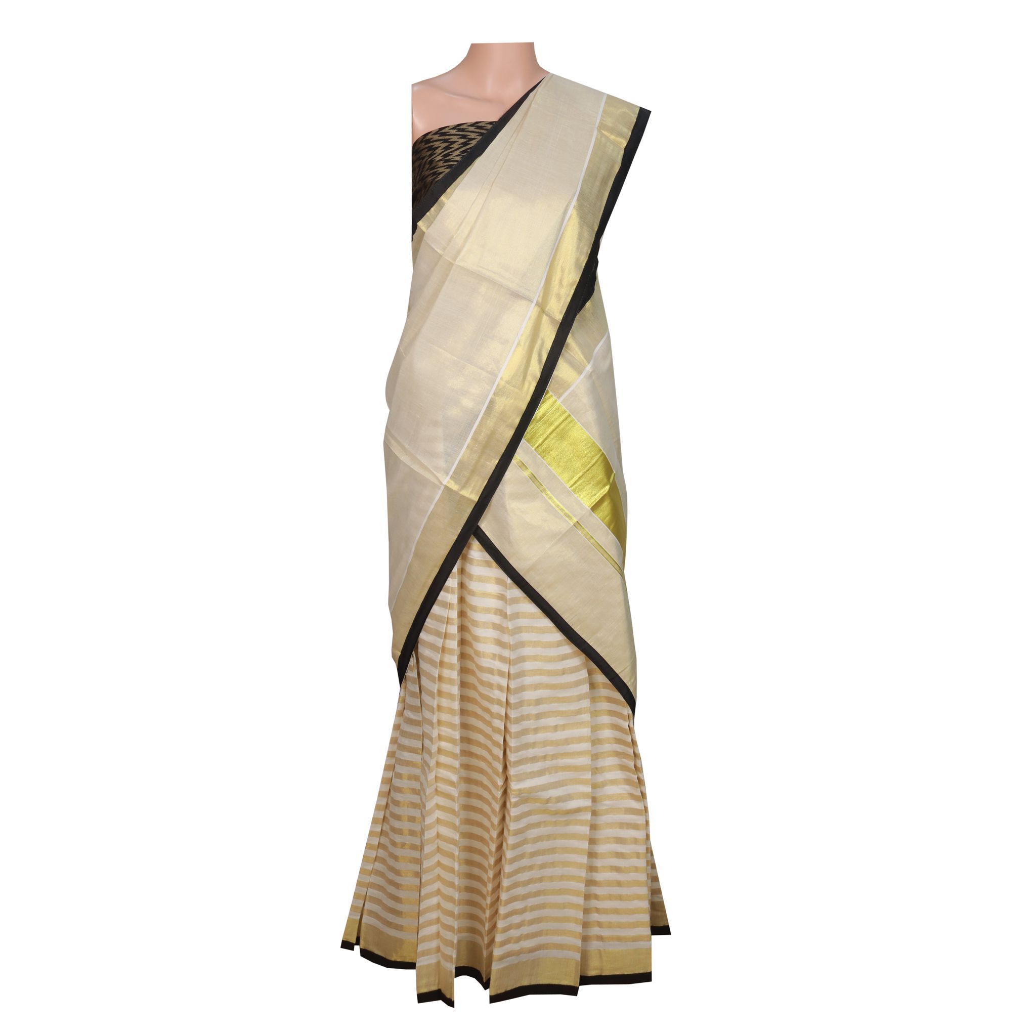 Onam Special Traditional Kasavu Half Saree