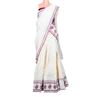 Silver Kasavu Davani For Onam