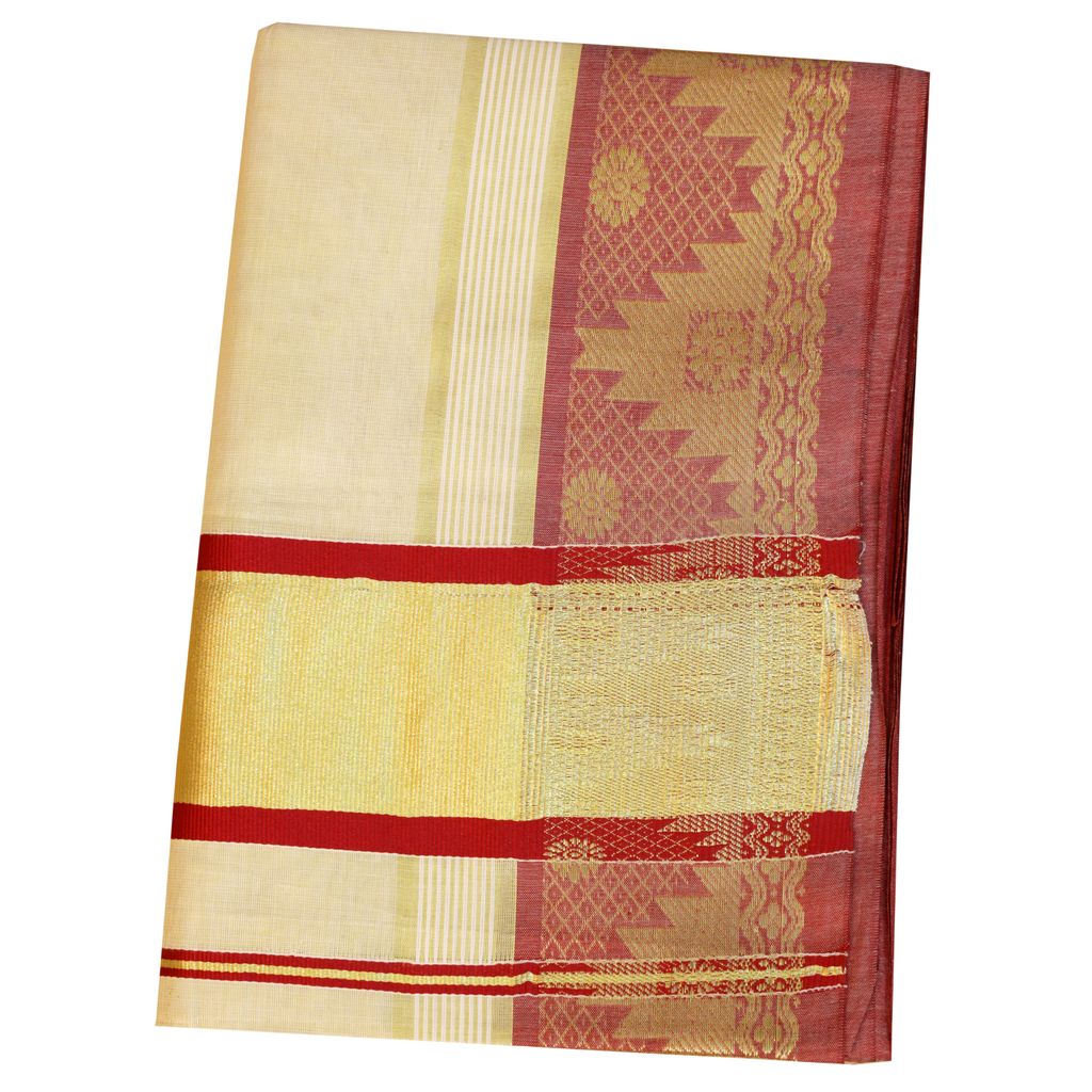 Traditional Golden Tissue Kerala Saree