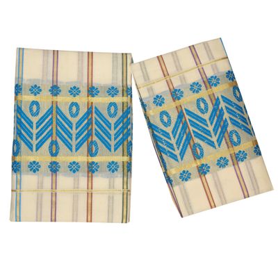 Cotton Set Mundu With Jacquard Woven Border