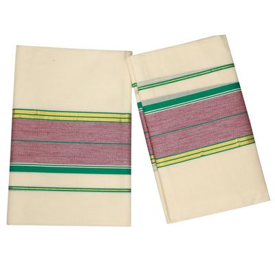 Cotton Set Mundu with Golden and Color Border