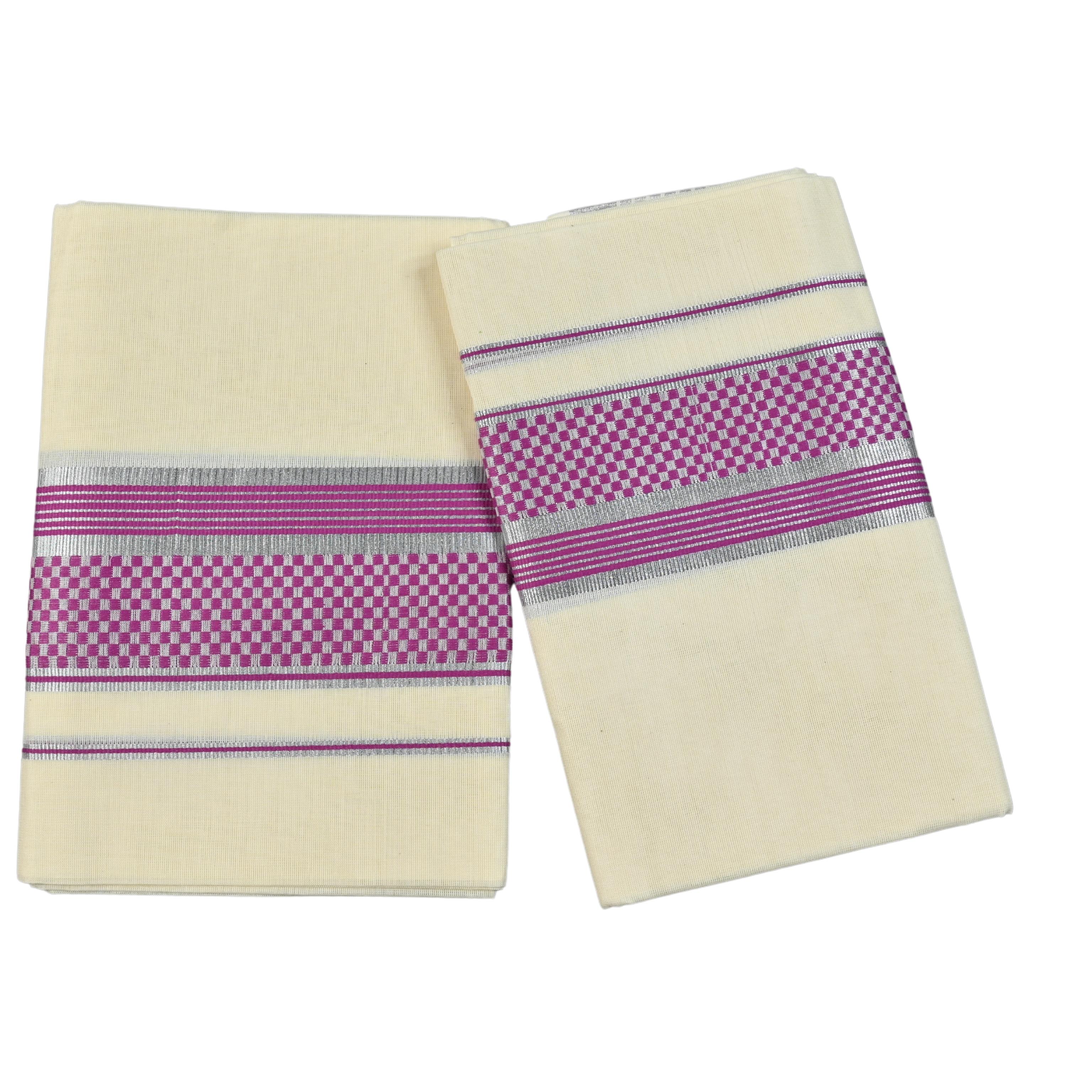 Cotton Set Mundu With Jacquard Woven Border