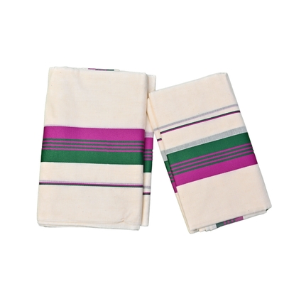 Cotton Set Mundu With Colour Woven Border