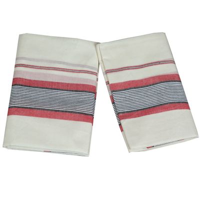Mulloth Cotton Setmundu With Black And White Kara