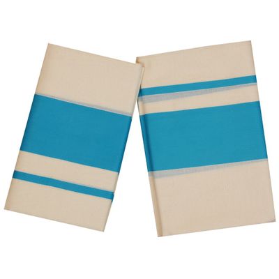 Traditional Set Mundu With Blue Kara