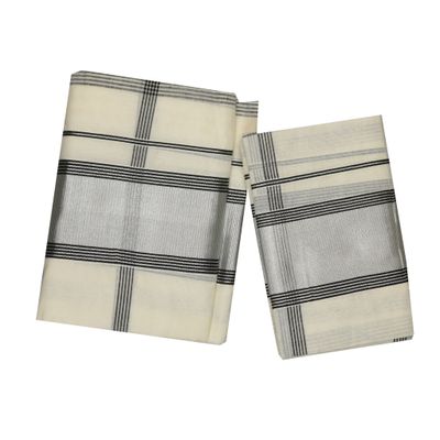 Kattam Kasavu Set Mundu With Silver Border